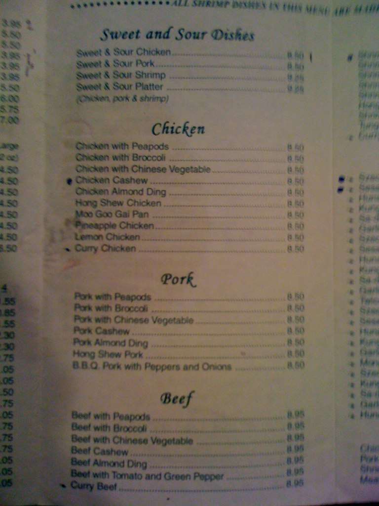 Menu at Tak Shing restaurant, Lakeville