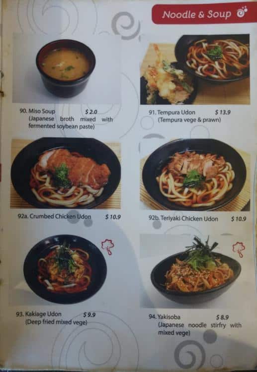 Menu at Isushi restaurant, Ipswich