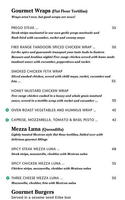 Menu at Ecco Il caffe-Foreshore cafe, Cape Town