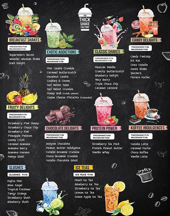 Menu of Shake Hub, NIT, Faridabad