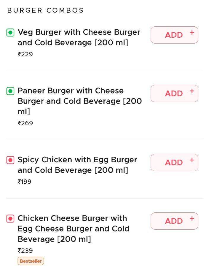 Menu of Bite Me Burger, Chromepet, Chennai