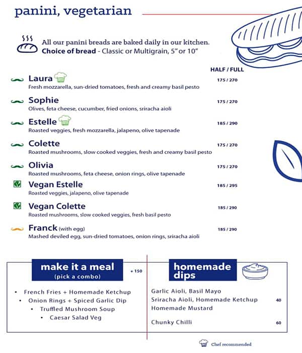 Menu at Paris Panini - Gourmet Sandwiches & Wraps, Bengaluru, Miraya Rose