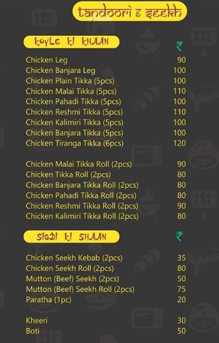 Menu of Shaikh Sahab, Turbhe, Navi Mumbai