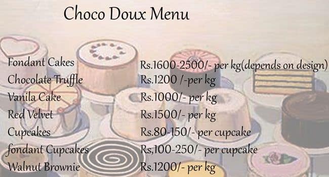 Menu at Choco Doux, New Delhi, 37 North Avenue Road