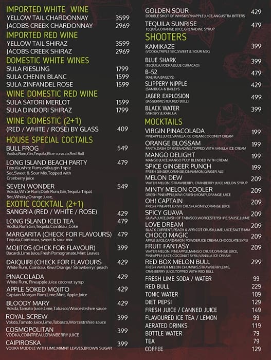 Menu at Red Box, Mumbai, Ground Floor Near Midc Police Station Central Road