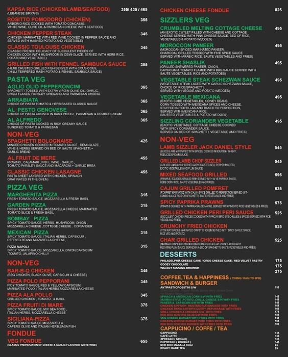 Menu at Red Box, Mumbai, Ground Floor Near Midc Police Station Central Road