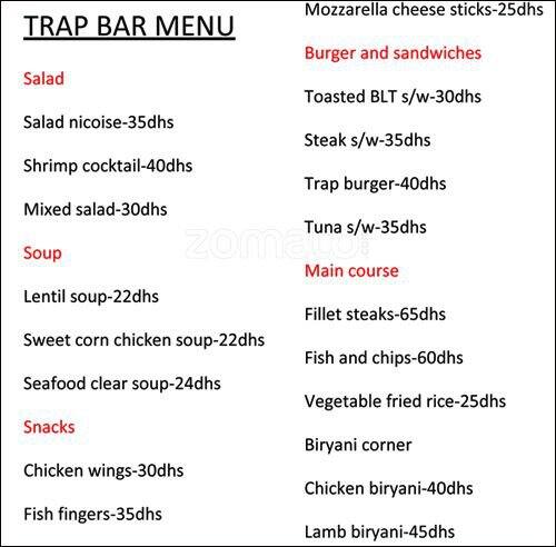 The Trap - Al Diar Dana Hotel Menu - Zomato
