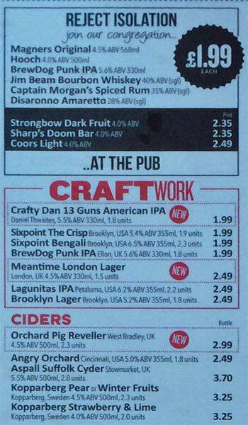Menu at The Flying Boat pub & bar, Dartford