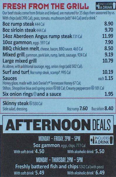 Menu at The Flying Boat pub & bar, Dartford