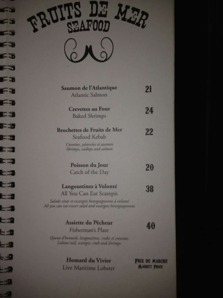 Menu at Ferme Rouge restaurant, Gatineau, Chemin De Montreal