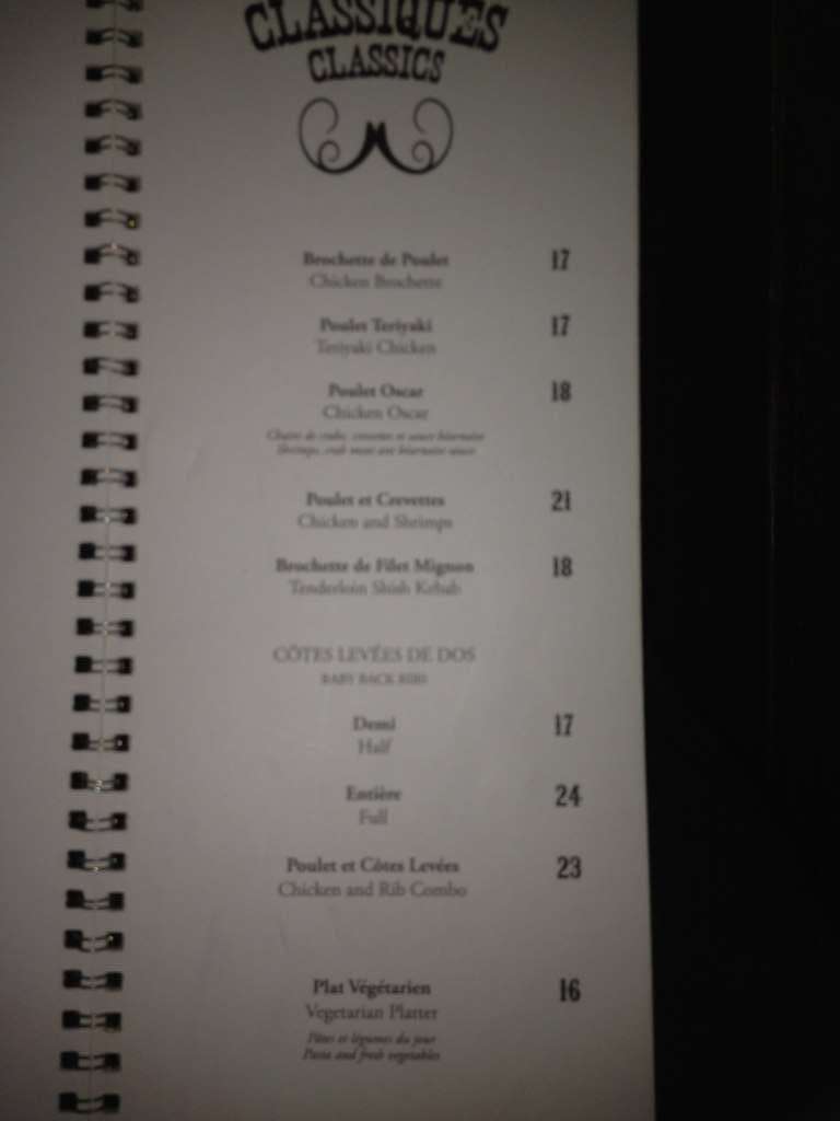 Menu at Ferme Rouge restaurant, Gatineau, Chemin De Montreal
