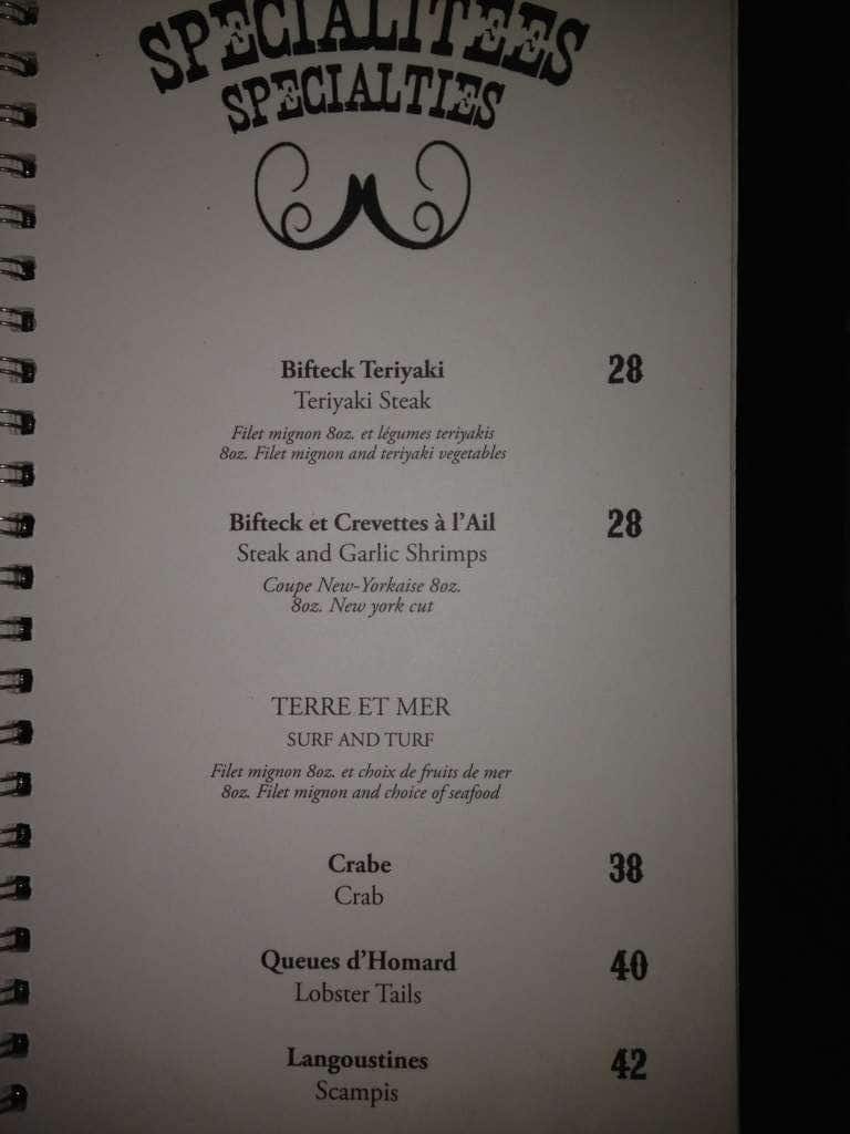 Menu at Ferme Rouge restaurant, Gatineau, Chemin De Montreal