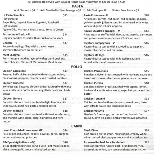 Menu at Gusto Italiano Restaurant, Glenview, Glenview Rd