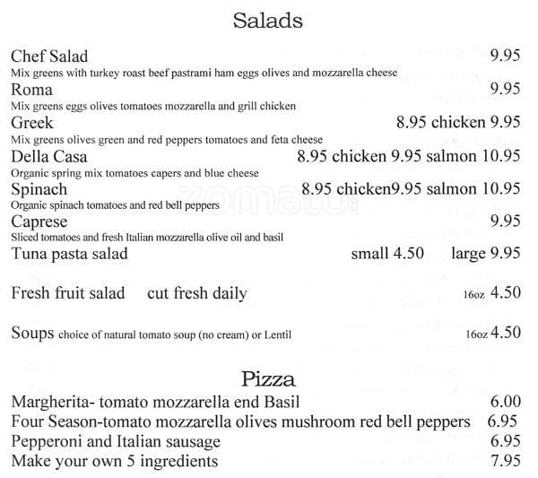 Menu at Rachel's Cafe, Houston