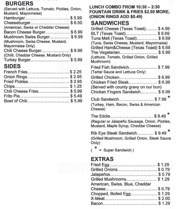 Menu at Rachel's Cafe, Houston