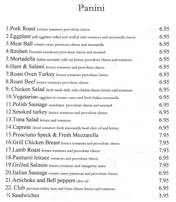 Menu at Rachel's Cafe, Houston