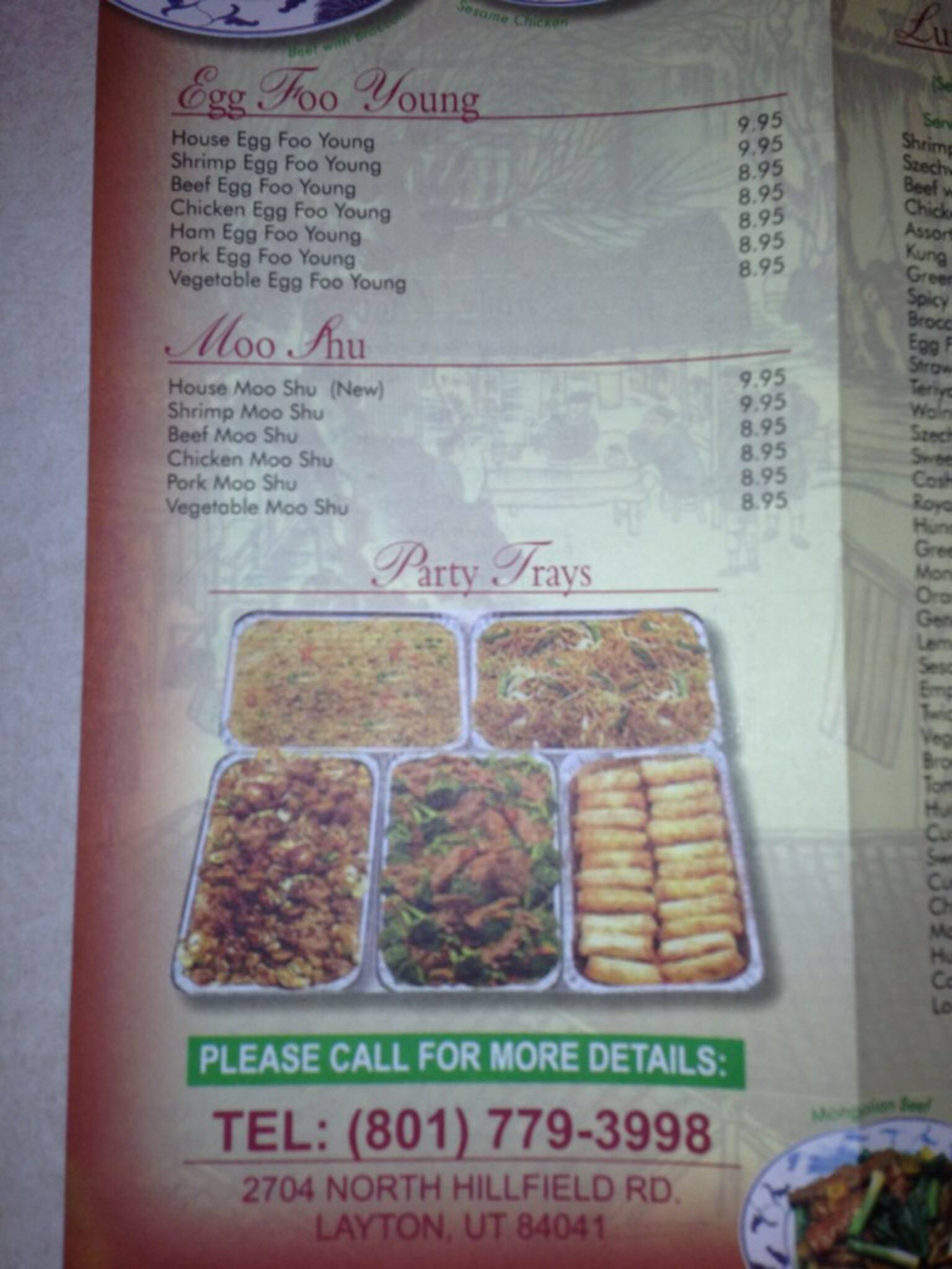 Carta del restaurante China Hill, Layton