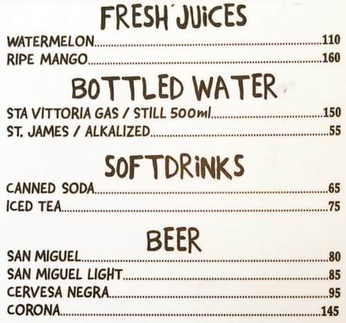 Menu at Abaca Baking Company cafe, Cebu City, Paseo Arcenas