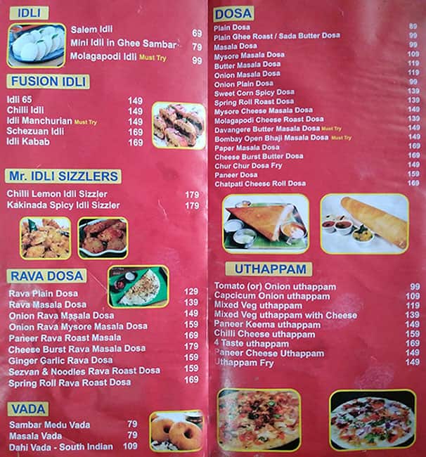Menu at Mr. Idli Xpress, Greater Noida