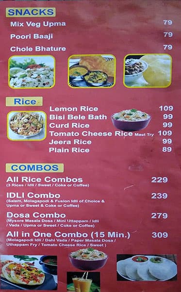 Menu at Mr. Idli Xpress, Greater Noida