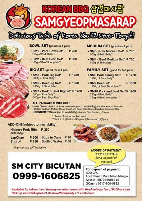 Carta del restaurante Samgyeop Masarap - Connecticut Arcade, San Juan ...