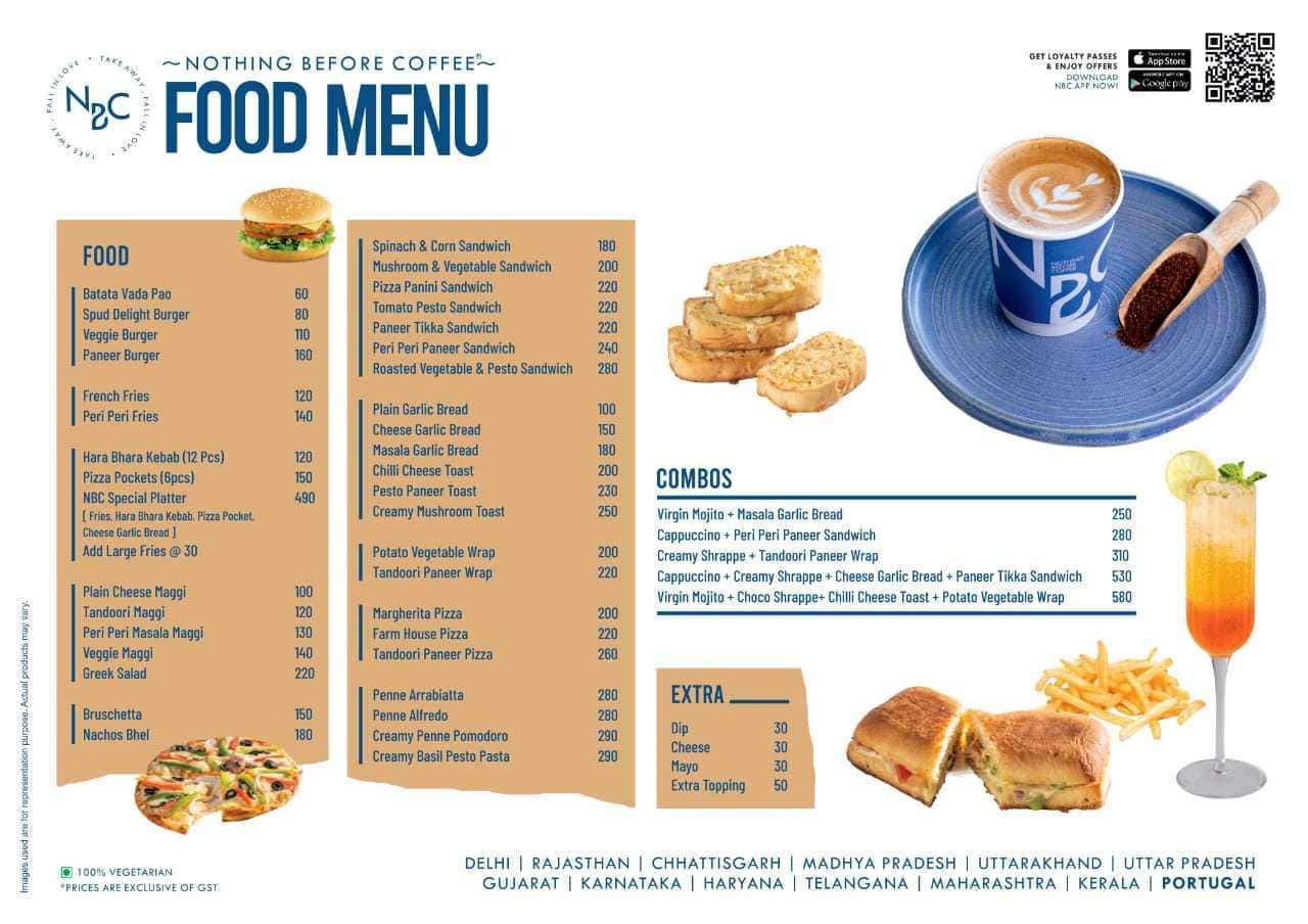 Menu of Nothing Before Coffee, Residency Road, Bangalore