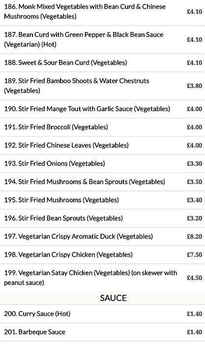 Menu at Golden Star restaurant, London, 5 Lingfield Cres