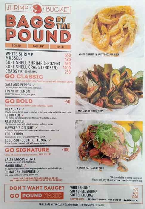 Menu at Shrimp Bucket restaurant, Pasig, G/F The Grand Hamptons Tower 1 ...