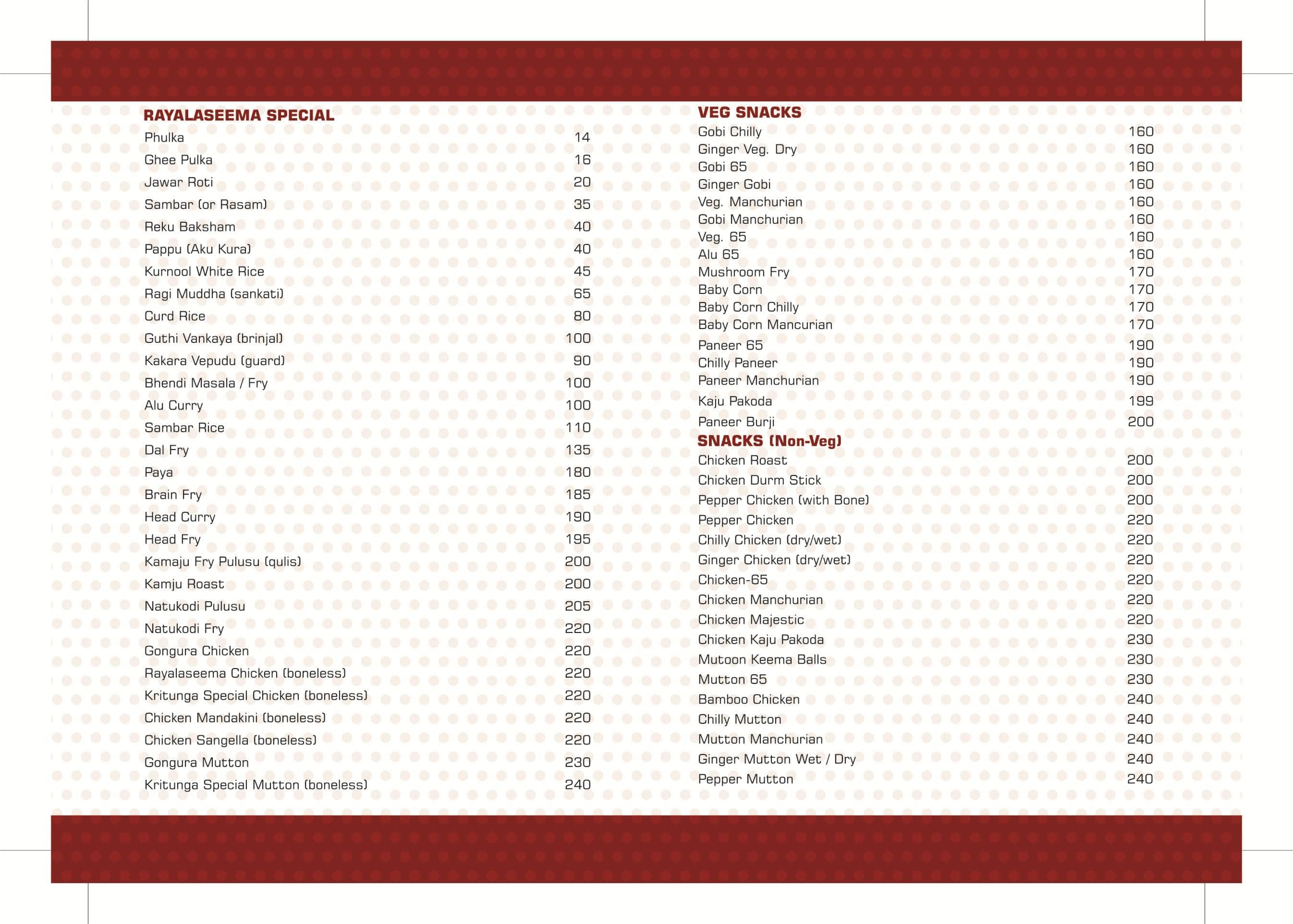 Kritunga Restaurant Menu, Menu for Kritunga Restaurant, Gachibowli ...