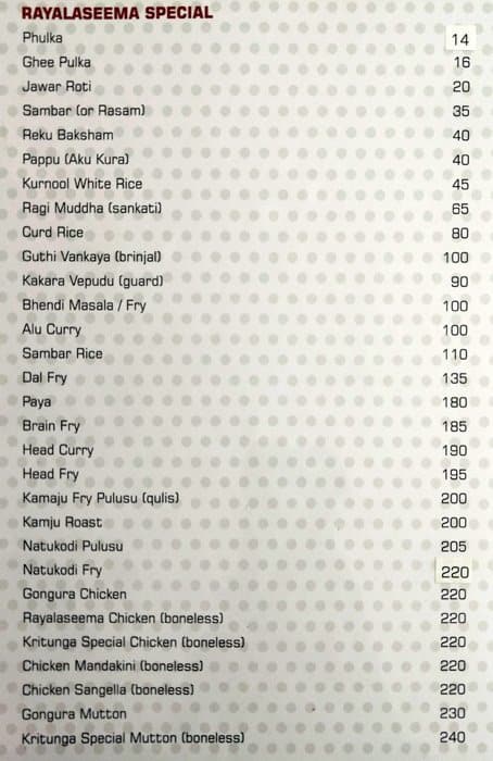 Kritunga Restaurant Menu, Menu for Kritunga Restaurant, Gachibowli ...