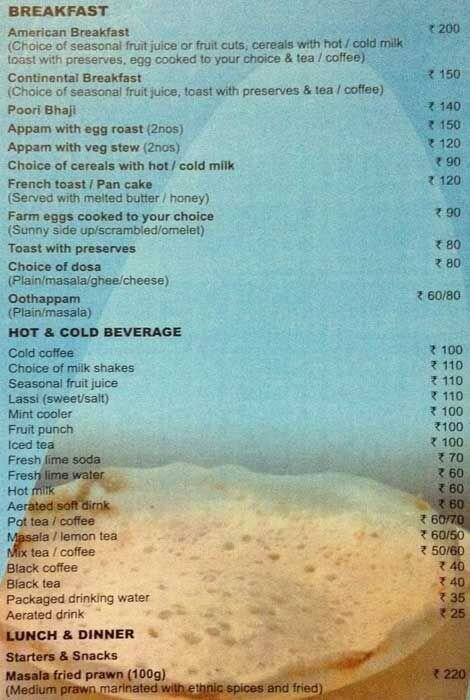 Blue Ocean Menu, Menu for Blue Ocean, Fort Kochi, Kochi - Zomato