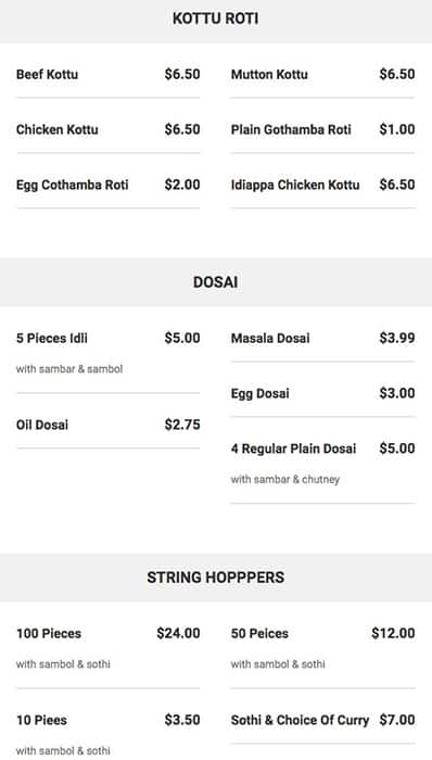 Menu at New Asha Sri Lanka Restaurant, Bayonne