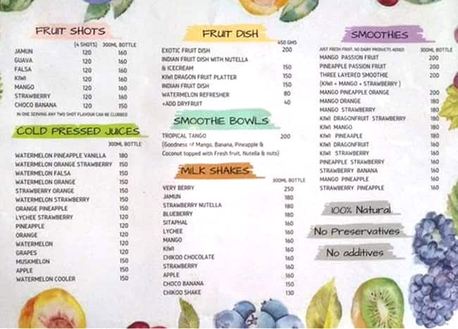 Menu at The Fruit Lab, Ahmedabad, 21