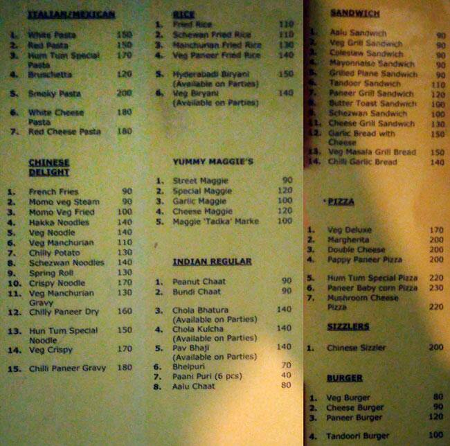 Menu at Hum Tum The Cafe And Lounge, Kota