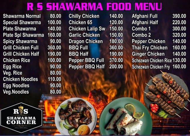 Menu of R S Shawarma Corner, Anna Nagar West, Chennai