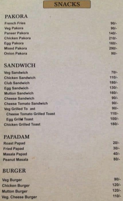 Maharaja Restaurant Menu, Menu for Maharaja Restaurant, Tajganj, Agra ...