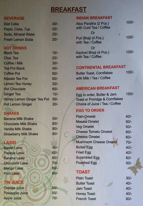 Maharaja Restaurant Menu, Menu for Maharaja Restaurant, Tajganj, Agra ...