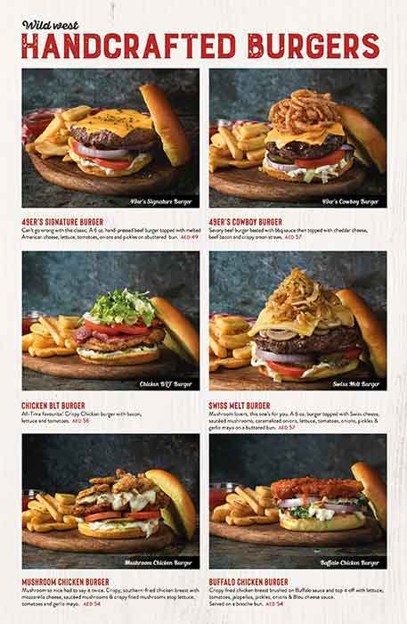 Carta de 49er's - Steakhouse & Club, Abu Dabi