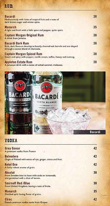 Carta de 49er's - Steakhouse & Club, Abu Dabi