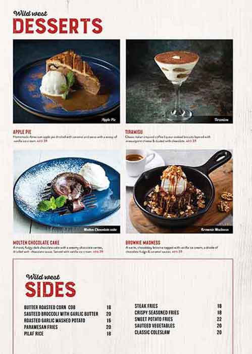 Carta de 49er's - Steakhouse & Club, Abu Dabi