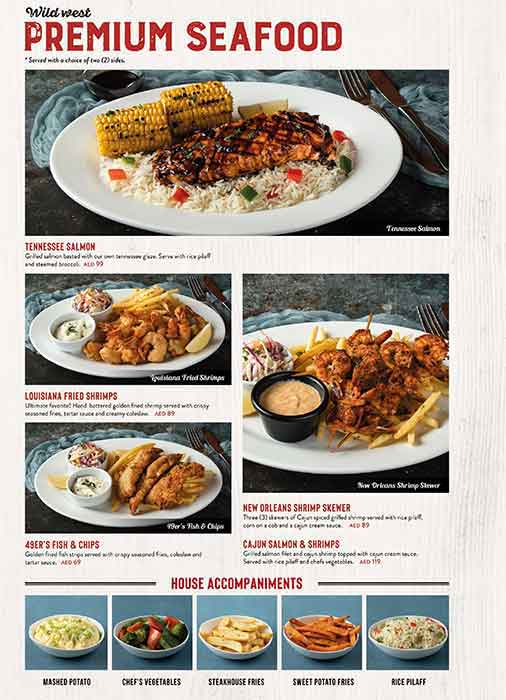 Carta de 49er's - Steakhouse & Club, Abu Dabi