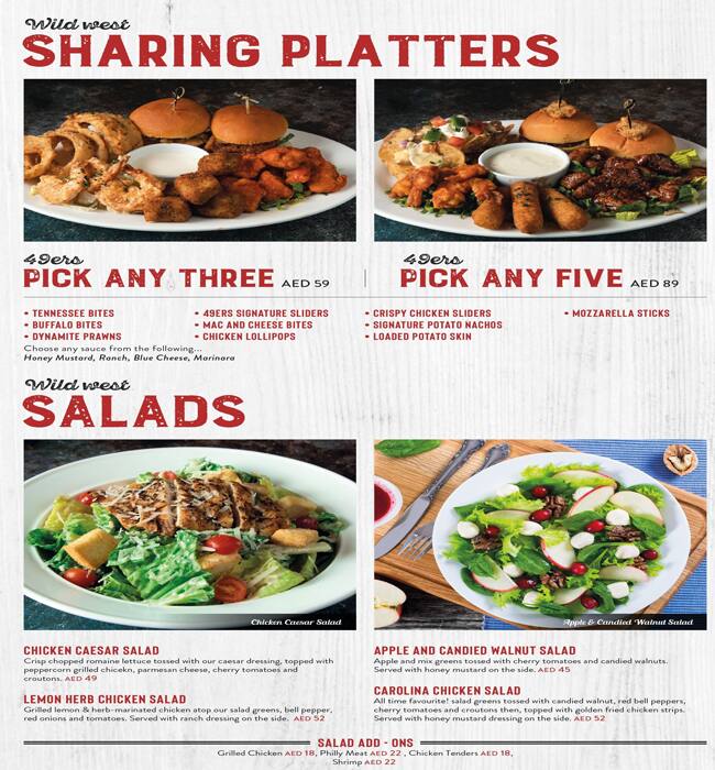 Carta de 49er's - Steakhouse & Club, Abu Dabi