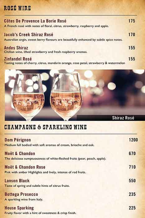 Carta de 49er's - Steakhouse & Club, Abu Dabi