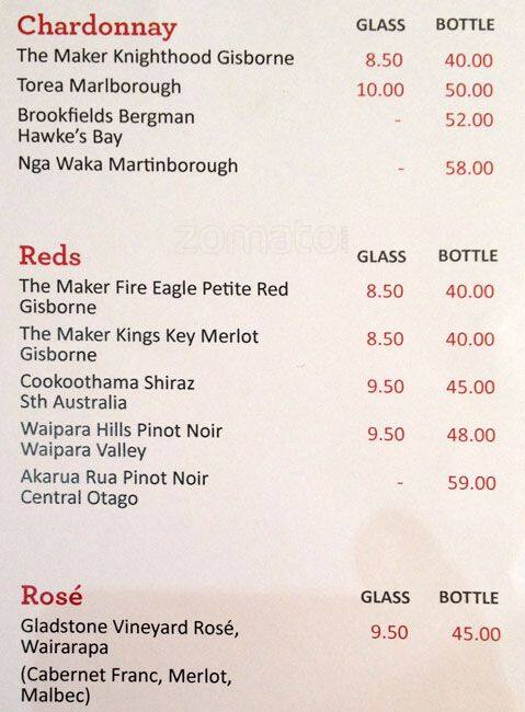 Menu at Innocent Foods cafe, Wellington