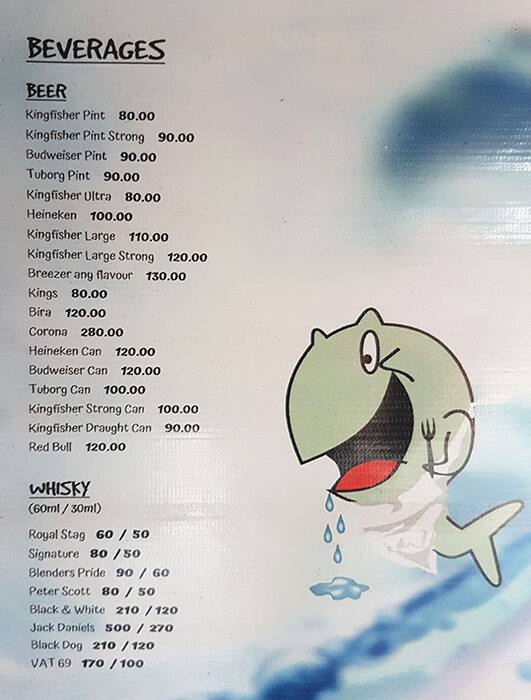 Menu at Jaws Restaurant and Bakery, Vagator, HPXQ+VXH