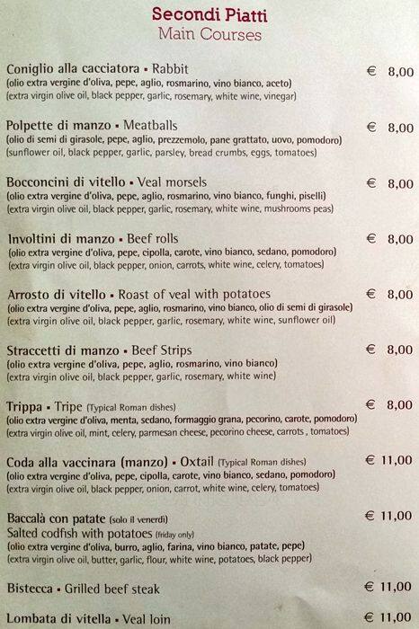 Menu at Da Tonino - Trattoria Bassetti restaurant, Rome