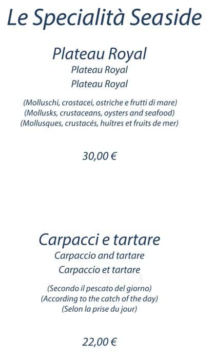 Menu da Sea Side ristorante, Roma