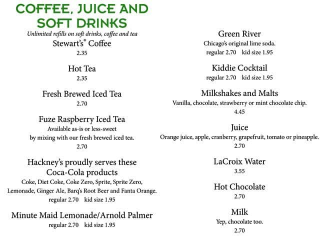 Menu at Hackney's on Lake restaurant, Glenview, E Lake Ave