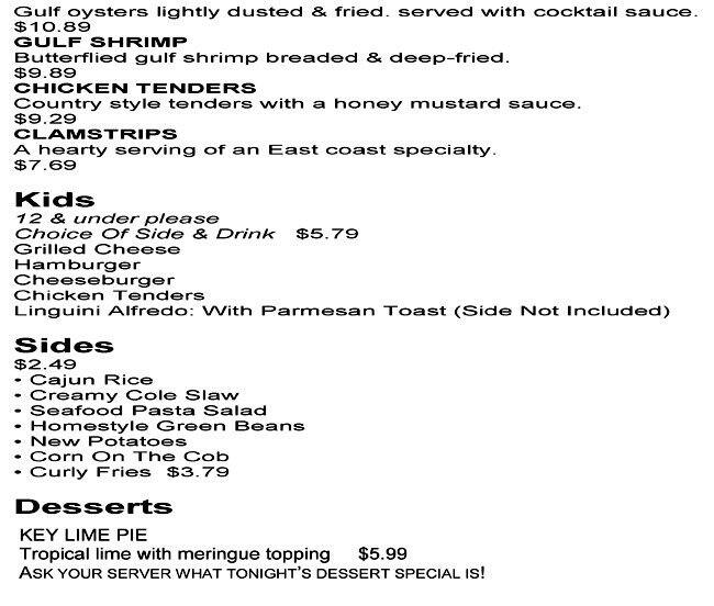 Menu at Rumors Restaurant, Louisville