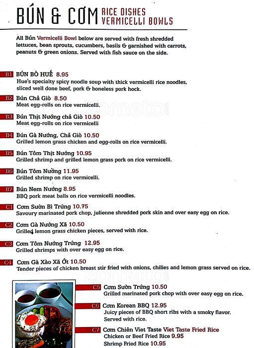 Menu at Viet Taste restaurant, Pembroke Pines